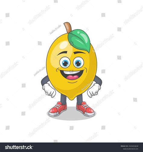 Cute Happy Lemon Cartoon Vector Illustration Stock Vector Royalty Free