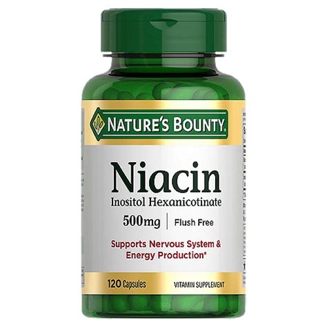 Natures Bounty Niacin Inositol Hexanicotinate Capsules 500 Mg 120 Count