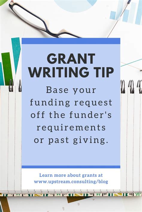 A Blue Sign That Reads Grant Writing Tip Base Your Funding Request For