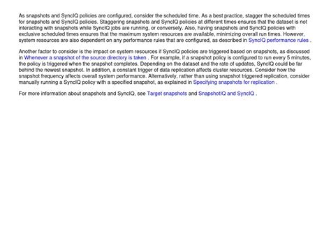 Snapshots And Synciq Policies Dell Powerscale Synciq Architecture