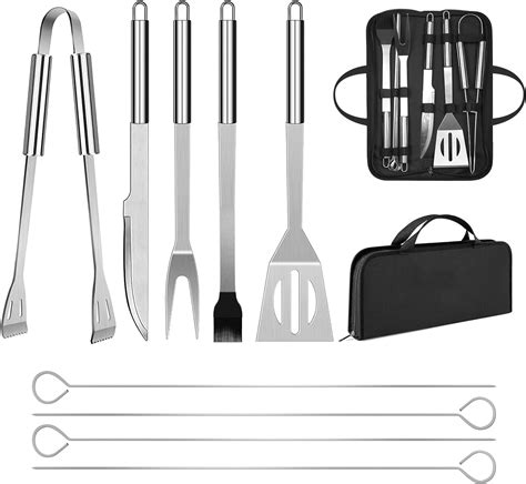 Pure Grill 4pc Stainless Steel Bbq Tool Utensil Set With Fork Spatula