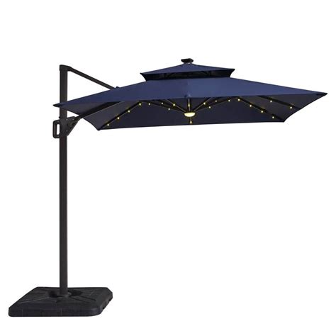Furniture Of America Yetta 8 Ft Aluminum Cantilever Crank Tilt And 360 Square Patio Umbrella