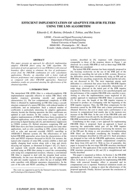 Pdf Efficient Implementation Of Adaptive Fir Ifir Filters Using The