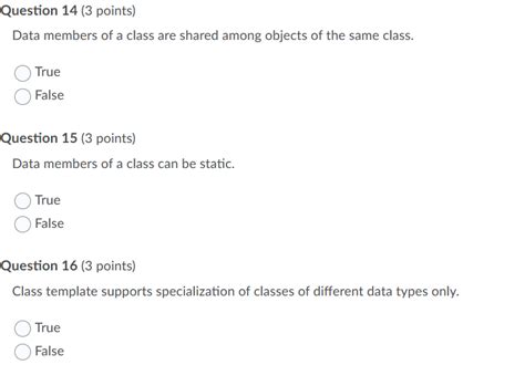 Solved Question Points Data Members Of A Class Are Chegg