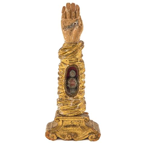 At Auction A Carved Wood Hand Relic Holder