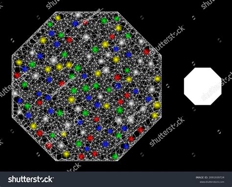 Glossy Crossing Mesh Octagon Icon Glitter Stock Vector Royalty Free