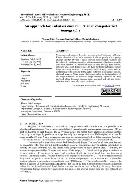 An Approach For Radiation Dose Reduction In Computerized Tomography Pdf