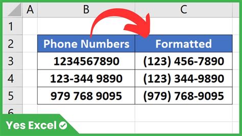 Format Phone Numbers In Excel Youtube