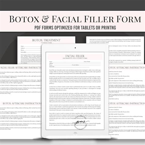 Botox Filler Treatment Form Etsy