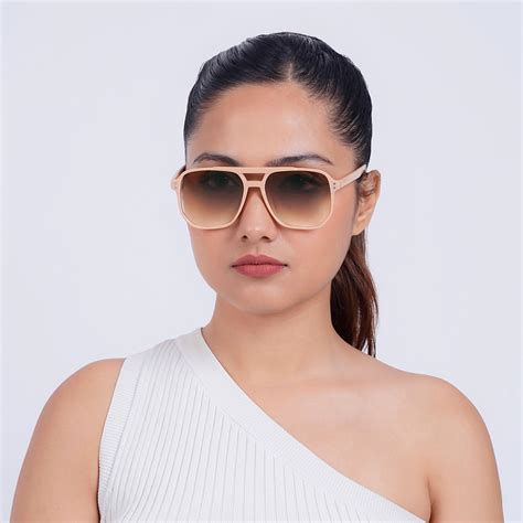 Urbana Beige And Brown Rectangular Aviators Joker And Witch