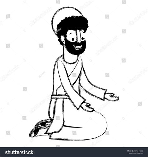 Apostle Jesus On Knees Praying Character 스톡 벡터 로열티 프리 1078341392