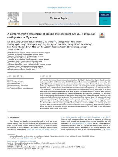 A Comprehensive Assessment Of Ground Motions From Two 2016 Intra Slab Earthquakes In Myanmar