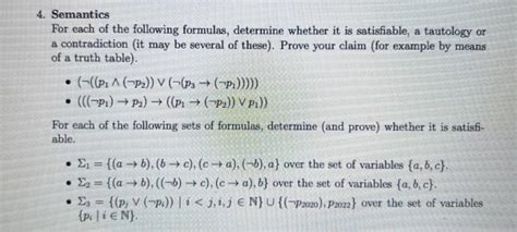 Solved 4 Semantics For Each Of The Following Formulas