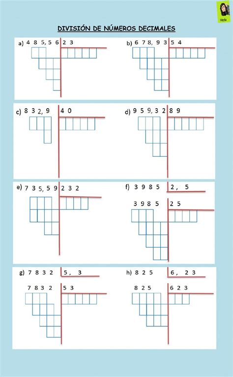 División De Números Decimales Worksheet Mathematics Multiplication