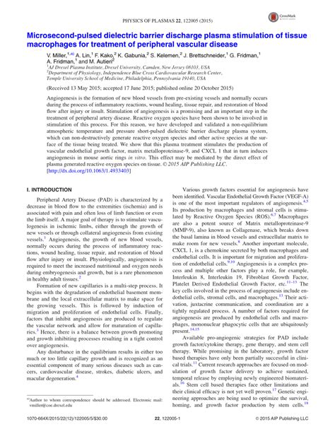 Pdf Microsecond Pulsed Dielectric Barrier Discharge Plasma Stimulation Of Tissue Macrophages