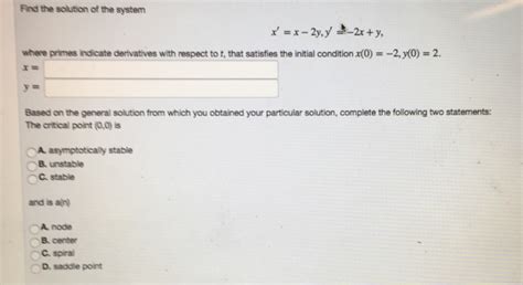 solved find the solution of the system where primes indicate