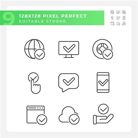 Checkmarks In Communication Pixel Perfect Linear Icons Set Approval
