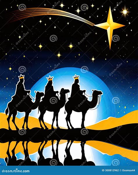 Three Kings Day Illustration Three Wise Men Silhouette Riding Their