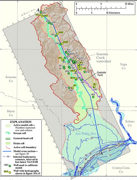 Model Grid Showing Boundary Conditions Locations Of Stream Cells