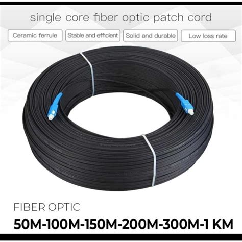 Jual Kabel Fo Fiber Optic 200m 200meter Precon 1 Core SC UPC Dropcore FTTH Cable Fiber Optik