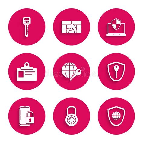 Set Globe Key Safe Combination Lock Wheel Shield With World Globe Smartphone Closed Padlock