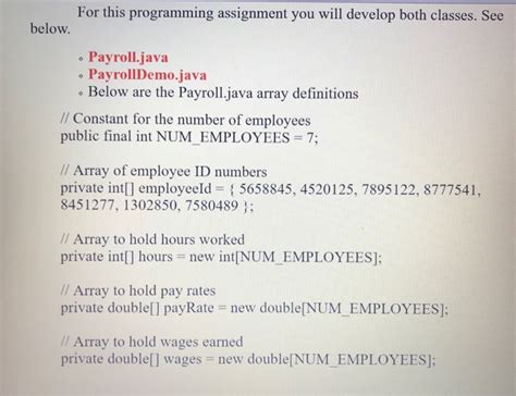 Solved 2 Payroll Class Write A Payrol1 Class That Uses The