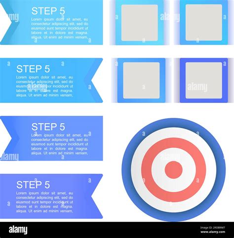 Circular Target With Blue Flags Infographic Chart Design Element Set