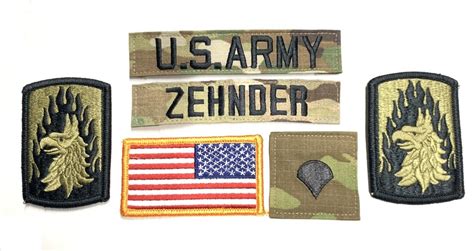 6 Us Army Patch Set Acu Multicam Ocp Uniform Convolute Spc Zehnder Flag