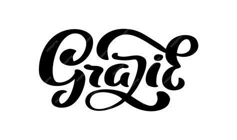 Grazie 필기체 문자 텍스트 이탈리아어 잉크 그림으로 감사합니다 현대 브러시 프리미엄 벡터