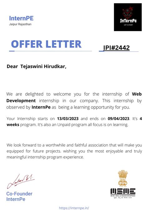 Tejaswini Hirudkar On Linkedin Internpe Internship Opportunity