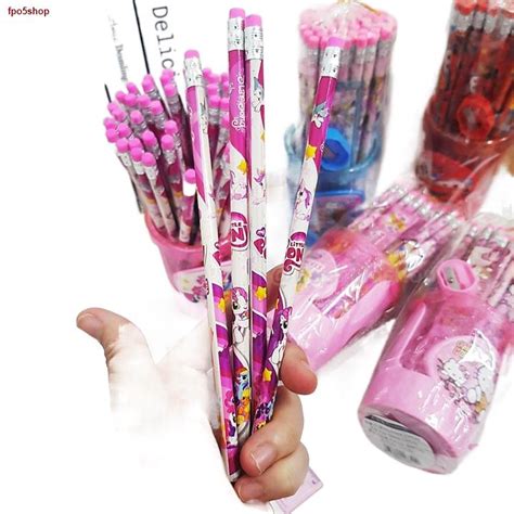 จัดส่งตรงจุดดินสอไม้ 4in1 Hb ดินสอไม้ลายการ์ตูน เครื่องเขียน ส่งจากไทย