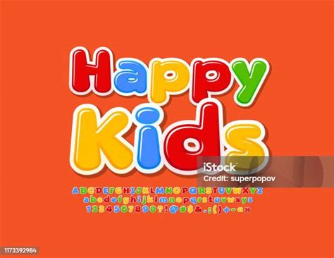 벡터 밝은 엠블럼 창조적 인 글꼴 해피 키즈 컬러풀 알파벳 세트 0명에 대한 스톡 벡터 아트 및 기타 이미지 0명 개념 교육 Istock
