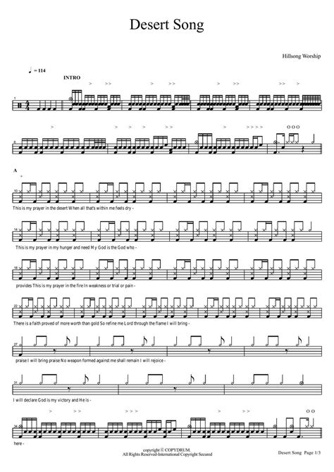 Hillsong Worship Desert Song Sheet By Copydrum