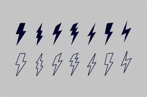 Lightning Icon Set Vector Design Graphic By Sweetsvg · Creative Fabrica