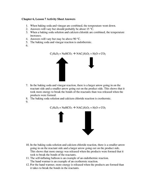 6 Chemistry Notes Chapter 6 Lesson 7 Activity Sheet Answers When