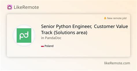 📩 Senior Python Engineer Customer Value Track Solutions Area At 🏢