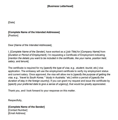 Request Letter For Certificate Of Employment For Housing Loan
