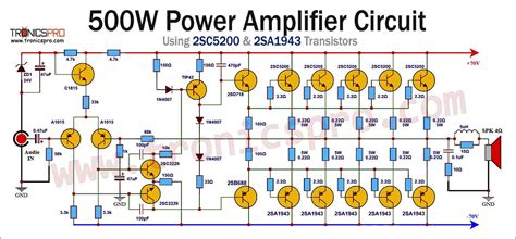 500w Amplifier Circuit Diagram Using 2sc5200 And 2sa1943