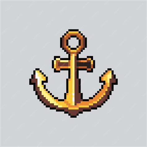 Ilustração De Pixel Art âncora ícone De Oceano De âncora De Navio De