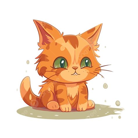 주황색 고양이 스티커 클립 아트 작은 오렌지 Tabby 고양이 벡터 일러스트 레이 션 만화 상표 클립 아트 Png