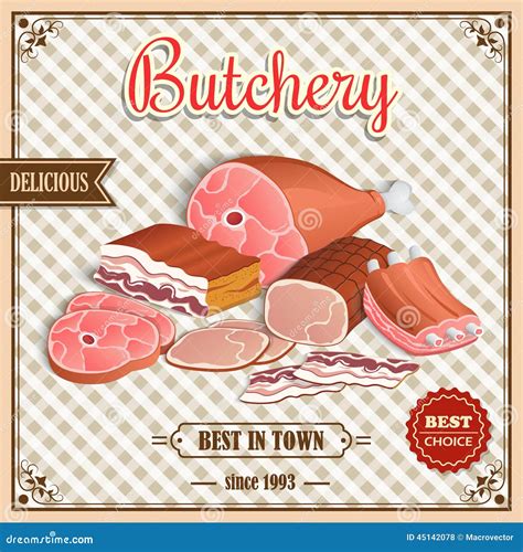 Retro Meat Poster Stock Vector Illustration Of Flyer 45142078