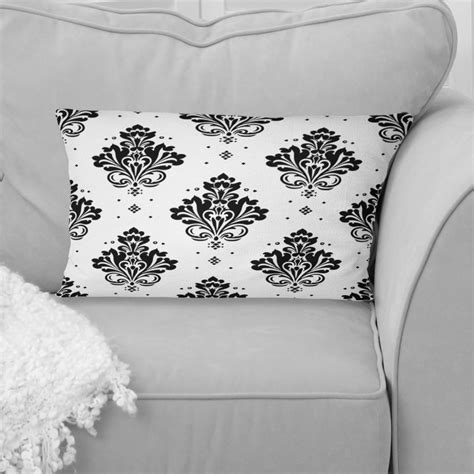 Design Art Black White Classic Damask Pattern Ii Modern Lumbar Pillow