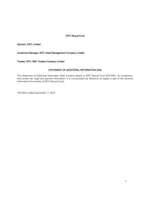 Statement Of Additional Information Sai Amfi