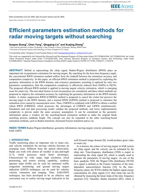Pdf Efficient Parameters Estimation Methods For Radar Moving Targets Without Searching