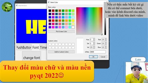 B41 Cách đổi màu cho nền và chữ trong pyqt 2022 lato channel YouTube