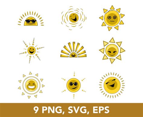 Smiling Sun Svg Sunshine And Sun Rays Cute Smiley Sun Face Svg Bundle