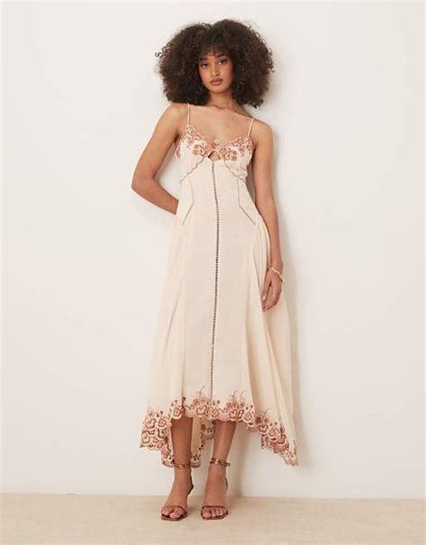 Asos Design Robe Mi Longue à Fines Bretelles Effet échelle Et