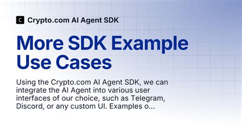 More Sdk Example Use Cases Ai Agent Sdk
