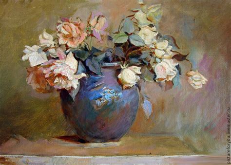 Розы в синей вазе в интернет магазине Ярмарка Мастеров по цене 12000 ₽ 45q1pru Картины