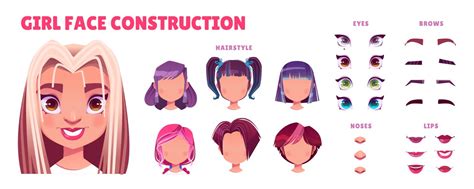 Old Woman Face Construction Set Royalty Free Vector Image